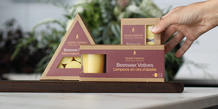 100% Pure Beeswax Packaged Candles by Honey Candles – Honey Candles Canada